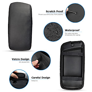 INTGET Car Center Console Armrest Cover for Kia Optima Accessories 2016 2017 2018 2019 2020 Leather Middle Console Arm Rest Box Lid Seat Cover Protector Cushion Saver (Black Stitches)