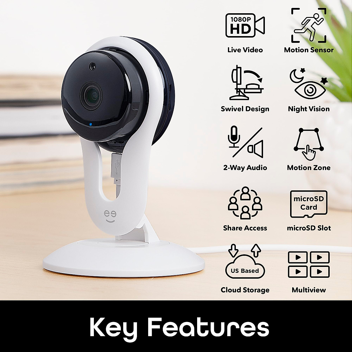 Geeni Aware 1080p HD Smart Camera – Indoor Home Security Camera – No Hub Required – Motion Detection Camera – Smart Camera Works with Amazon Alexa and Google Home, Requires 2.4 GHz Wi-Fi
