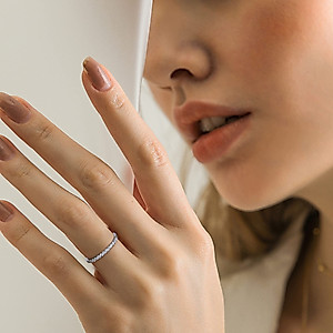 Moissanite Wedding Band, Eternity Ring for Women, 0.3ct D Color VVS1 Clarity Brilliant Round Cut Lab Grown Diamond Wedding Ring, Gemstone, Moissanite