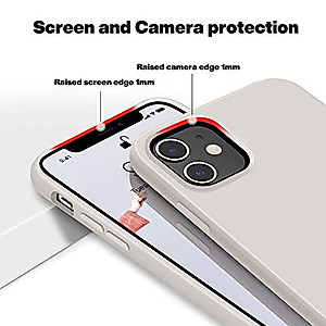OTOFLY Soft Silicone Designed for iPhone 12/12 Pro Case,[Military Grade Drop Protection] [Anti-Scratch Microfiber Lining] Shockproof Protective Phone Case Slim Thin Cover 6.1 inch,Stone