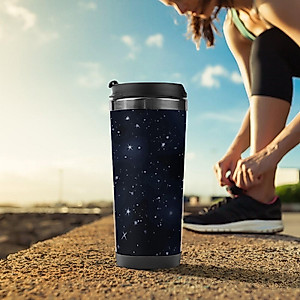 Travel Coffee Mug Stainless Steel Travel Mug Insulated Coffee Cup with Lid Stars in Night Sky Car Thermos Cups Double Walled Coffee Tumbler for Iced And Hot Drinks