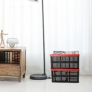 Ramddy 34 Quart Collapsible Storage Crate, Plastic Folding Basket Container Bins, 4 Packs