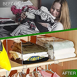 Fixwal 8pcs Clear Acrylic Shelf Dividers for Organization, Closets Shelf and Closet Separator for Bedroom, Kitchen and Office Shelves