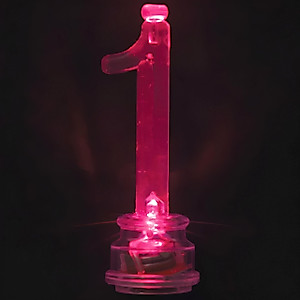 Blue Plastic Number 1 Flashing Candle Holder With Birthday Candle Set - 1 Set - Elegant, Eye-catching & Durable - Perfect Cake Topper For Birthday Celebrations