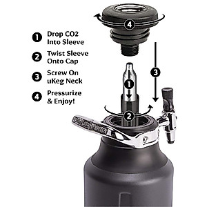 GrowlerWerks uKeg Go Carbonated Growler Beer Gift and Craft Beverage Dispenser for Beer, Soda, Cider, Kombucha and Cocktails, Amazing Gift for Beer Lovers,64 oz, Tungsten