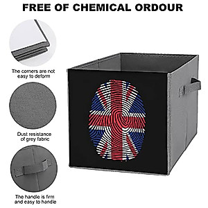 UK Finger Print Large Cubes Storage Bins Collapsible Canvas Storage Box Closet Organizers for Shelves