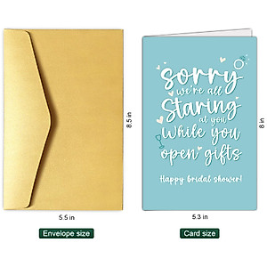 Chenive Funny Bridal Shower Card for Bride To Be, Happy Bridal Shower Card for Friend Bestie Sister, Sorry We're All Staring At You While You Open Gifts