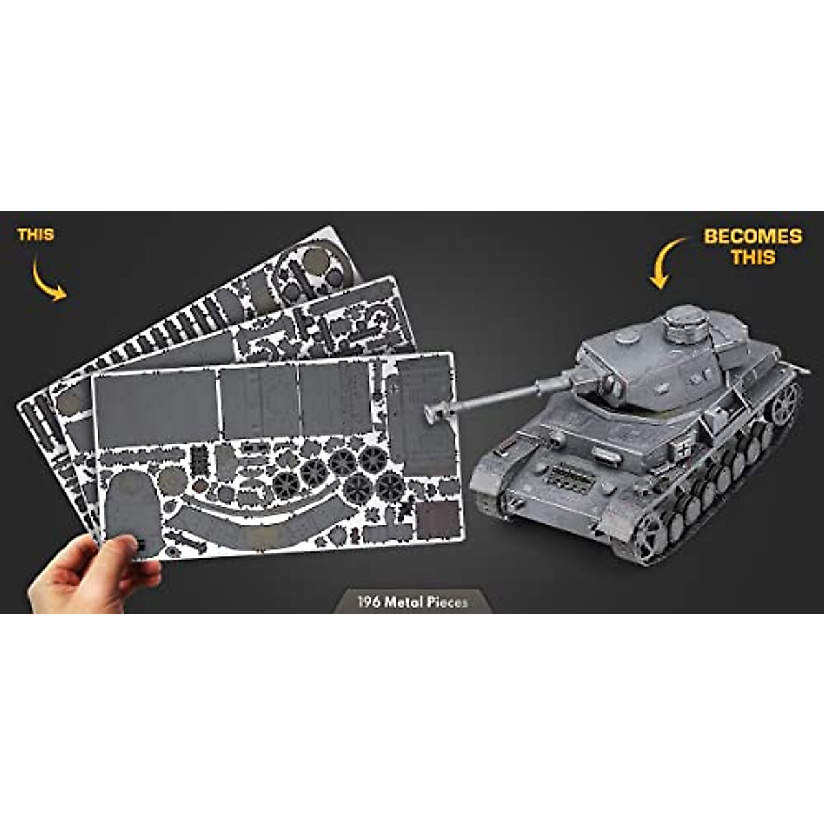 Fascinations Metal Earth Premium Series Panzer IV Tank 3D Metal Model Kit Bundle with Tweezers