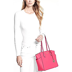 MICHAEL MICHAEL KORS Women's Marilyn Medium Saffiano Leather Tote Bag, Rubin Red