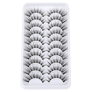 ALICROWN Wispy Eyelashes Natural Look Clear Lash Band Fake Eyelashes Fluffy Cat Eye Lashes Mink 10 Pairs Reusable Handmade Soft Eye Lashes Pack