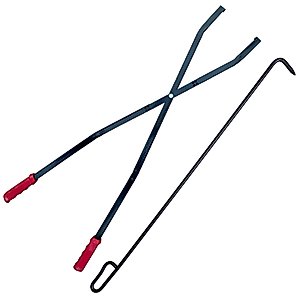 40" Fire Pit Tools Poker and Tongs for Safely Move Firewood, Rustproof with Rubber Handle for Fire Pit and Fireplace Accessories, Indoor and Outdoor Use