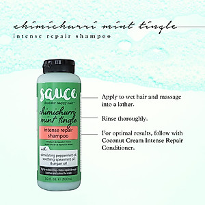 SAUCE BEAUTY Intense Repair Shampoo - Chimichurri Mint Tingle Hair Repair Shampoo - Hydrating Shampoo for Damaged Hair - Paraben and Sulfate-Free Hair Shampoo With Argan & Peppermint Oil (10 Fl Oz)