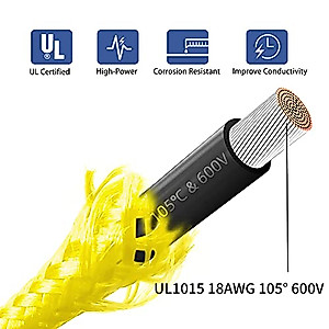 Funtin Mod Sleeved Cable, Yellow Power Supply Cable Extension Kit, 24PIN ATX, 4+4 PIN EPS, Dual 6+2 PIN PCIE