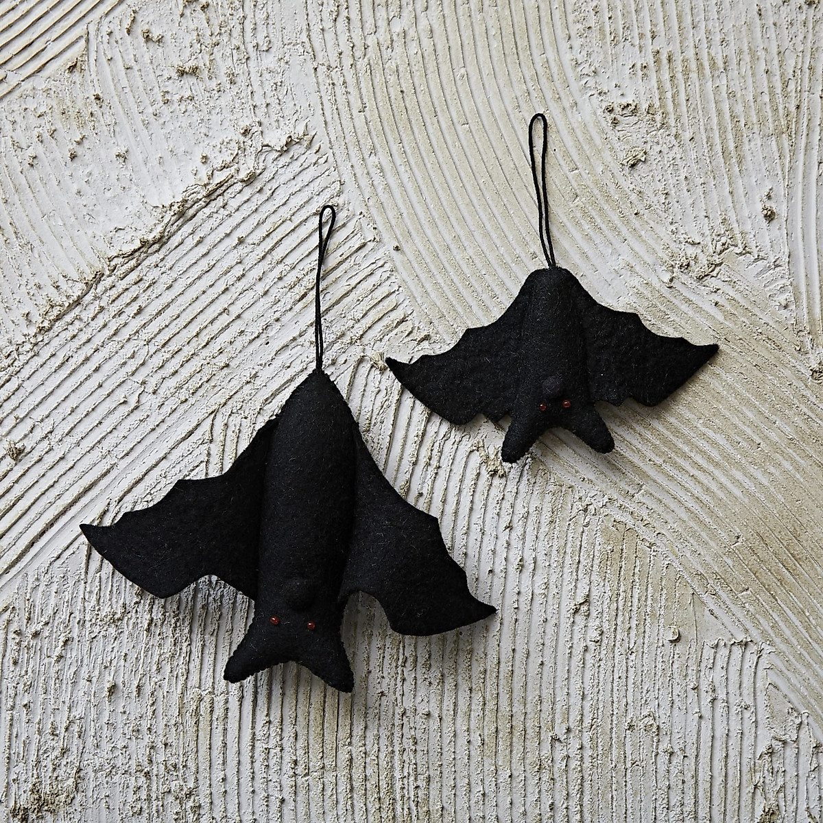 Creative Co-Op 10-1/2"L x 7"H Handmade Wool Felt Bat Ornament, Black