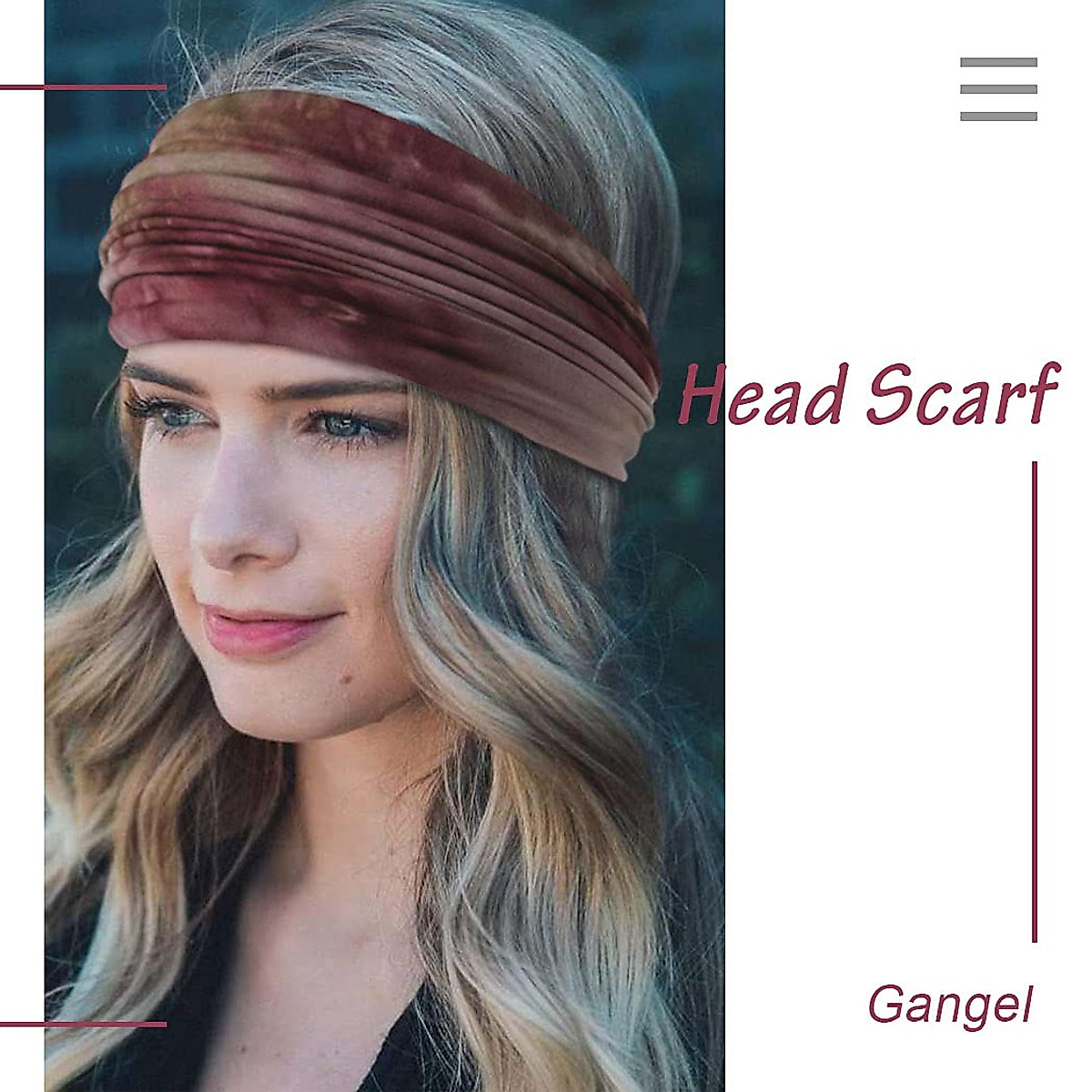 Gangel Tie Dye Headbands Wide Turban Knotted Head Wraps Boho Hair Scarf Yoga Hair Accessories for Women (Pack of 4) (Type A)