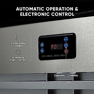 ICEJUNGLE Commercial Ice Maker, 88lbs/24H Ice Machine Self Clean, Stainless Steel Freestanding Ice Machine for Restaurant/Bars/Home/Offices Includes Scoop