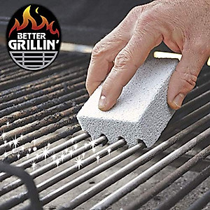 Better Grillin Scrubbin Stone Grill Cleaner-Scouring Brick/Barbecue Grill Brush/Barbecue Cleaner for BBQ, Griddle, Racks