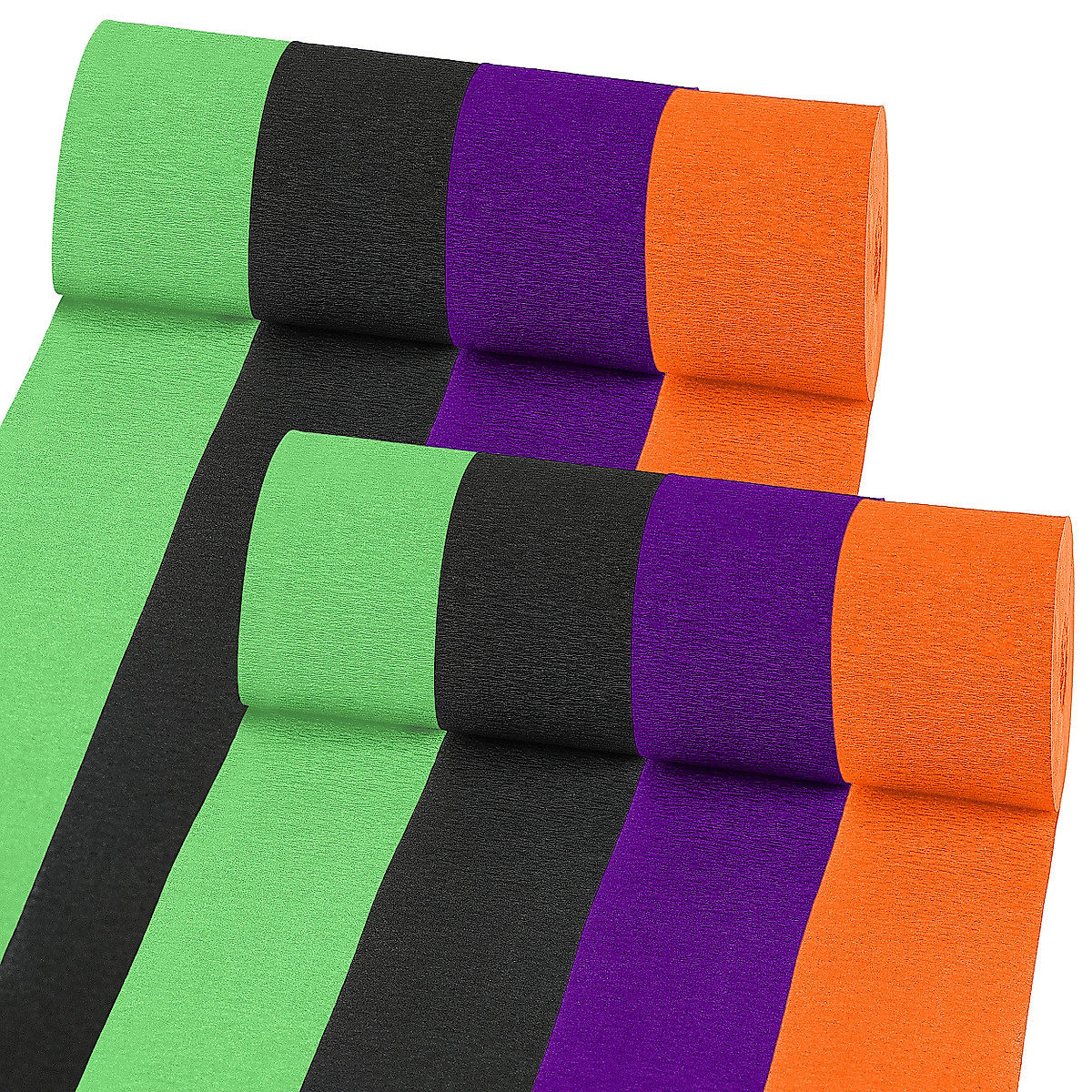 Halloween Crepe Paper Streamers 8Rolls 656FT Halloween Party Decorations Supplies Halloween Orange Purple Black Green Streamers for Halloween Birthday, Baby Shower, Gender Reveal Party Decorations