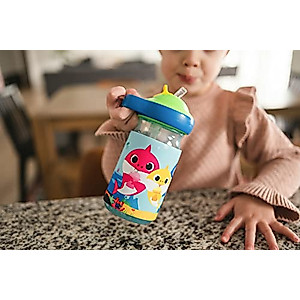 The First Years Baby Shark Chill & Sip Kids Insulated Water Bottle — Baby Shark Water Bottles with Straw and Insulated Cool Wrap — 12 Oz — 24 Months and Up