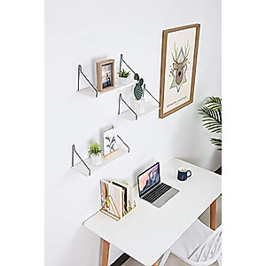 Emmastar Products Industrial Floating Shelves Modern White 3 Pack Piece Set with Easy Install Option or Traditional Screw Mounting