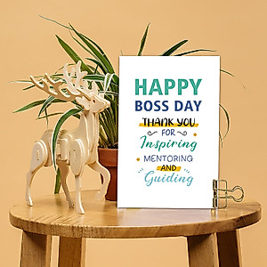 Happy Boss Day Thank You Card, Thank You Card From Employee Staff, Thanks for You Inspiring Mentoring And Guiding