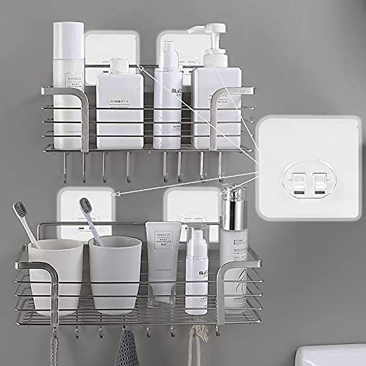 Shower Caddy Adhesive Replacement Stickers Hooks Adhesive Pack of 10 for Corner Shelf Basket Bathroom Shelf, Shower Caddy Hanging