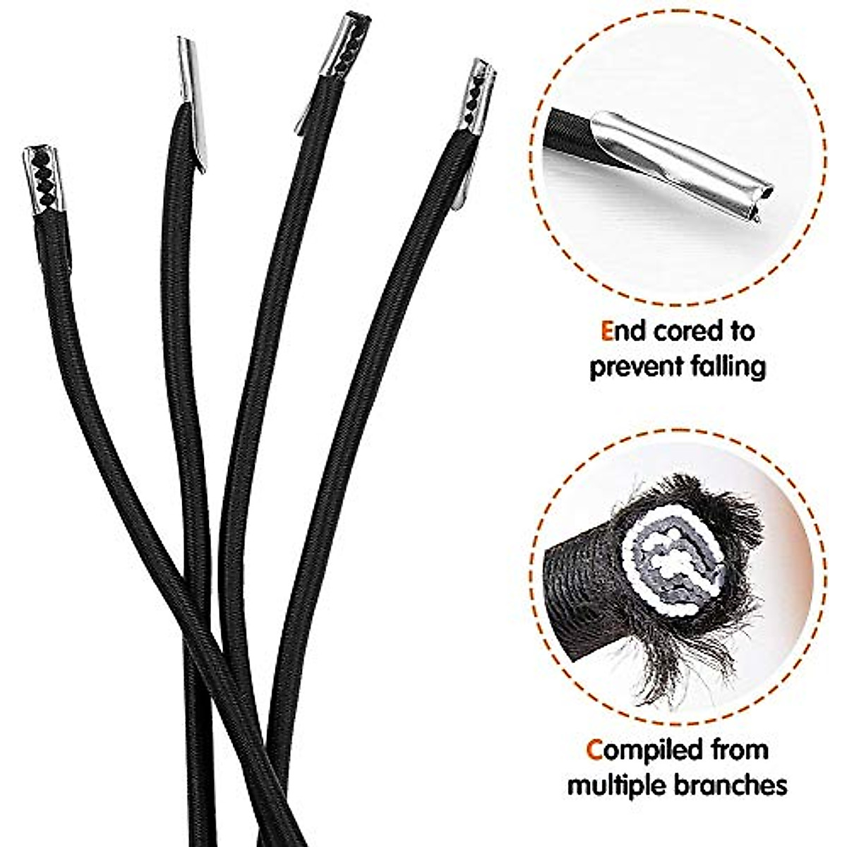 Zero Gravity Chair Replacement Cords, Replacement Laces for Antigravity Chair, Patio Recliners Repair Cord, Bungee Elastic Lounge Chair Cord, Recliner Replacement Parts (Black) 4PCS