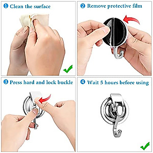 TESOT Suction Cup Hooks, Shower Hooks, Upgraded Suction Cups for Glass Chorme Silver, 2 Pack