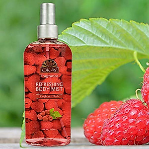 OKAY Fragrance Raspberry Blush Body Mist - Body Spray for Women, Light Perfume Mist for Skin, Clean Refreshing Scent, Uplifting and Fruity, Silicone and Paraben Free - 8 Fl Oz