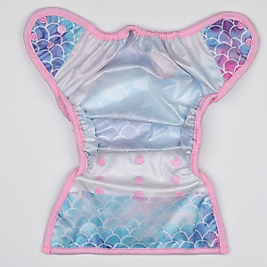 Sigzagor Baby Diaper Cover Nappy One Size 8lbs to 36lbs (Scales Blue Pink)