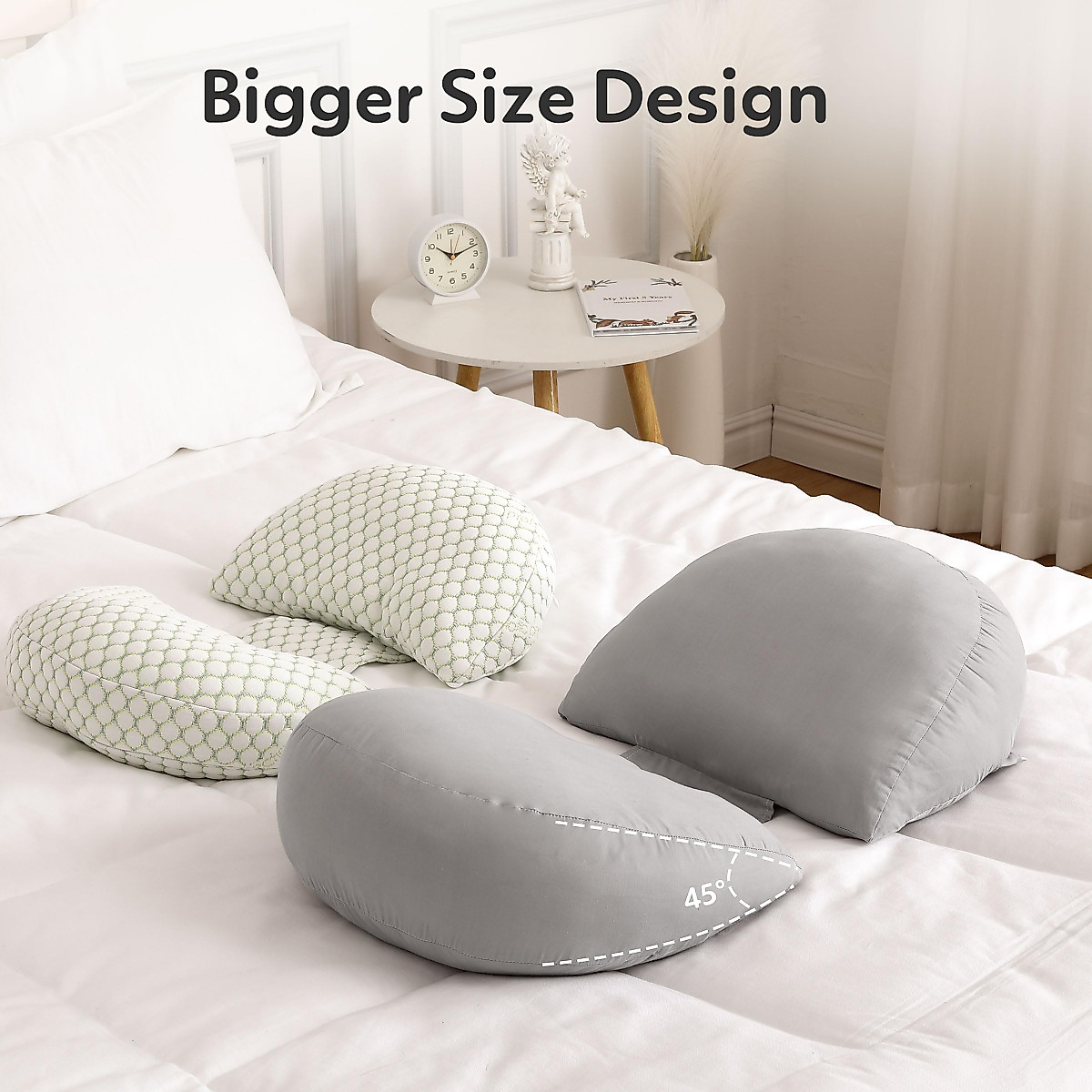 GROWNSY Pregnancy Pillows for Sleeping, Maternity Pillow for Pregnant Women, Large Size Body Soft Support for Back, Belly, HIPS & Legs - Adjustable Detachable Pillow Cover Grey