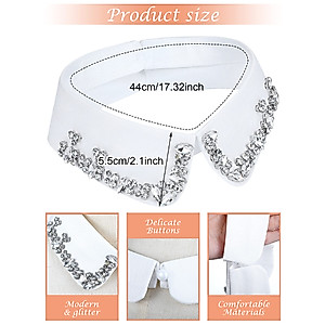 Giegxin 6 Pieces Rhinestones Half Shirt Blouse Dickey Collar Fake Collar Rhinestone Shirt Detachable Collar for Women Outfits(Black and White)