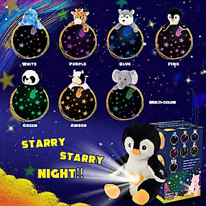 Cuteoy Plush Penguin Star Projector Musical Adjustable Singing Night Light Stuffed Animals Glowing Plushies Toy Gifts for Kids Birthday Easter Christmas,11''
