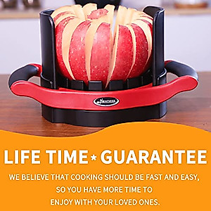 Newness Apple Cutter Slicer, [Large Size] 16 Slices HEAVY DUTY Apple and Pear Corer Divider with Base, [Upgraded] Cut Apples All The Way Through, Stainless Steel Fruits & Vegetables Divider, Wedger