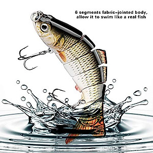 CharmYee Bass Fishing Lure Topwater Bass Lures Fishing Lures Multi Jointed Swimbait Lifelike Hard Bait Trout Perch Pack of 3