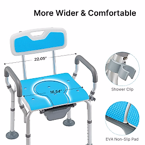HEAO 4 in 1 Heavy Duty Bedside Commode with Arms and Back 400lbs, Medical Commode Chair with Bucket, Adjustable Padded Commode Chair for Toilet, Potty Chair for Seniors, Adults, Handicapped
