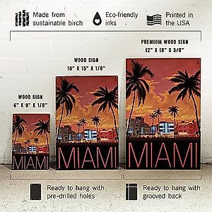 Lantern Press 6x9 Inch Wood Sign, Ready to Hang Wall Decor, South Beach Miami, Florida