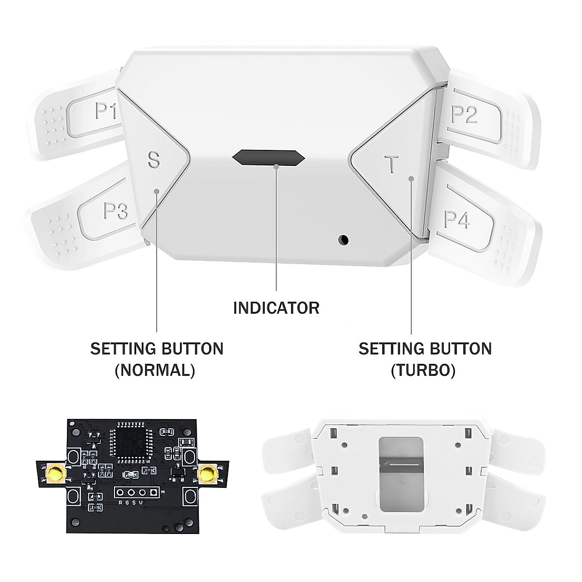 TOMSIN Programmable Remap Back Paddles Kit for PS5 Controller BDM 010 & BDM 020, 4 White Upgrade Back Button Attachment for PS5 Controller(Model 010&020)