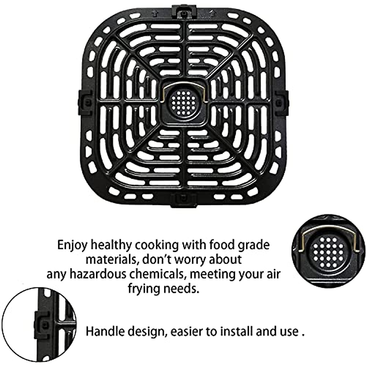 Air Fryer Grill Pan for Instants Vortex 2QT Mini Air Fryer Oven, Premium Air Fryer Grill Crisper Plate, Air Fryer Grate Grid with Rubber Tabs for Instants 2QT Air Fryer, Nonstick, Dishwasher Safe