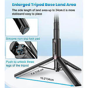 TONEOF 67" Cell Phone Selfie Stick Tripod,Smartphone Stand All-in-1 with Integrated Wireless Remote,Portable,Lightweight,Extendable for iPhone/Android(Black)