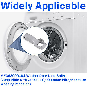 Washer Door Lock Strik for LG MFG63099101 Washing Machine, Door Latch Hook Locker Replacement Part Compatible with LG/Kenmore (Silver)
