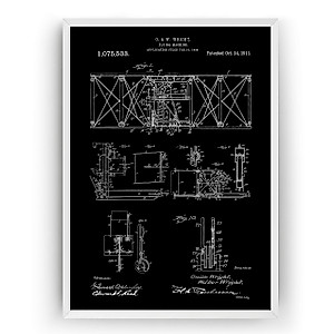 Magic Posters Wright Brothers Patent Prints - Flying Machine 1913 - Vintage Art Posters Pilot Gifts For Men Women Aviation Blueprint - Frame Not Included