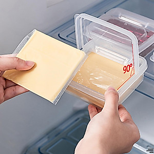 3 Pack Cheese Storage Containers with Flip Lids, Sliced Cheese Container for Fridge, Clear Plastic Butter Block Cheese Slice Storage Box Portable Freezer Food Storage Container