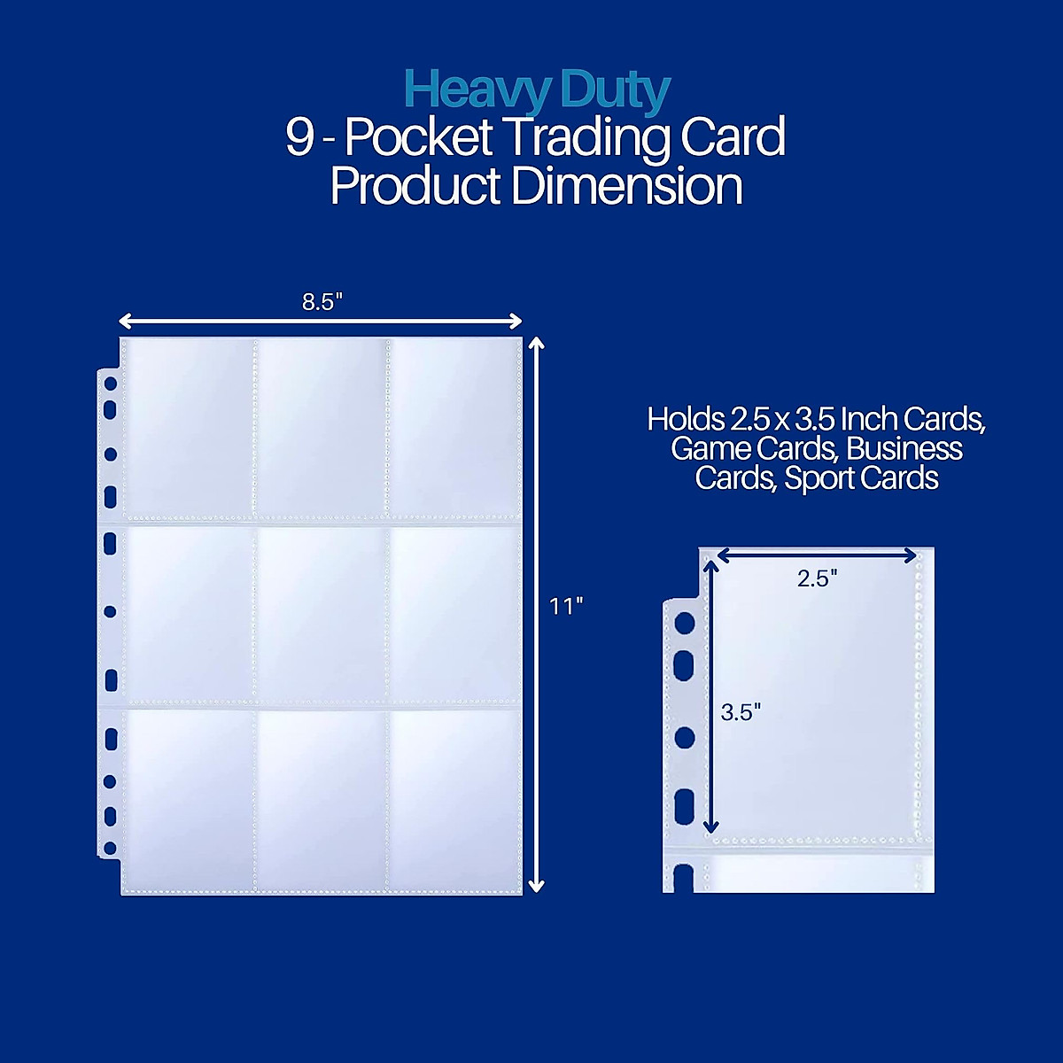PERFORMORE 9-Pocket Trading Card Binder Sleeves for 3 Ring Binders | Yugioh, Baseball, Pokemon, Sports Card Page Protector Sheets | Plastic Top Loader Pages (25 Pack)