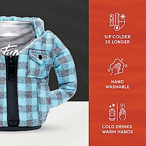 Puffin - The Lumberjack Flannel - Insulated 12 oz Can Cooler I Beer Bottle & Soda Can Insulator, Keep Drinks and Beverages Cold - Puffin Red