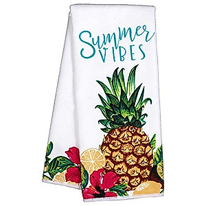CGT Summer Vibes Pineapple Tropical Summer Hand Towels Party Barbecue Kitchen Bathroom Home Decor (Set of 2)