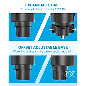 ENQINN Cup Holder Phone Mount for Car with Expandable Base, 2-in-1 Adjustable Cup Cellphone Holder Mount Compatible with iPhone Samsung Pixel and All Smartphones and Other Bottles Mugs in 3.4"-4.0"