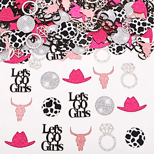 Let’s Go Girls Bachelorette Party Decorations, 200Pcs Let’s Go Girls Confetti for Table, Disco Cowgirl Western Nashville Bridal Shower Engagement Wedding Supplies