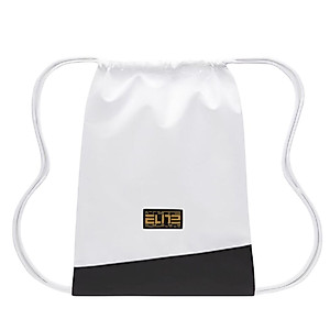 NIKE Hoops Elite Drawstring Bag (17L) DX9790-100 (WHITE/BLACK/METALLIC GOLD), Size ONE