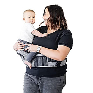 TushBaby - Safety-Certified Hip Seat Baby Carrier - Mom’s Choice Award Winner, Seen on Shark Tank, Ergonomic Carrier & Extenders for Newborns & Toddlers (Carrier, Grey)